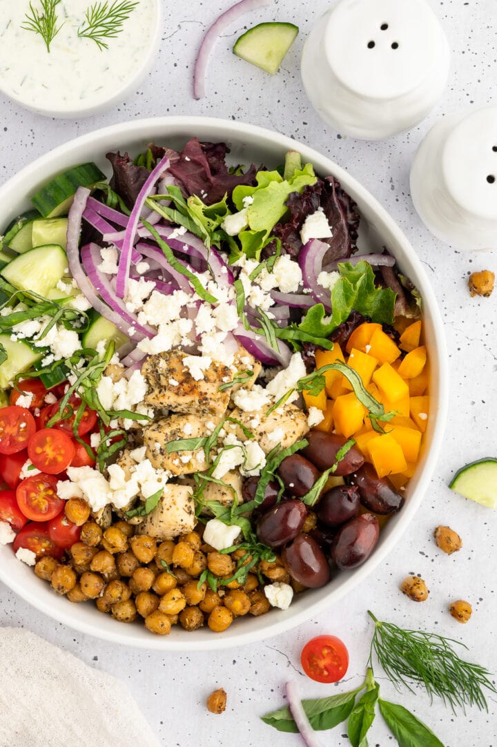 Mediterranean Power Bowls with Garlic Chicken (Grain-Free) — Foodborne ...