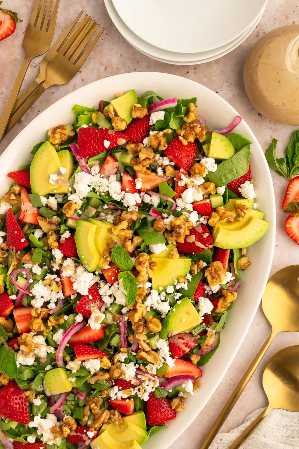 Strawberry Goat Cheese Salad with Walnuts and Avocado — Foodborne Wellness